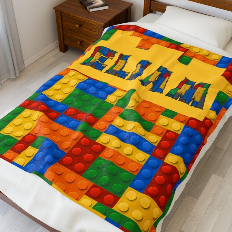 Personalized Building Block Blanket: Custom Name Throw, Kids Bedroom ...