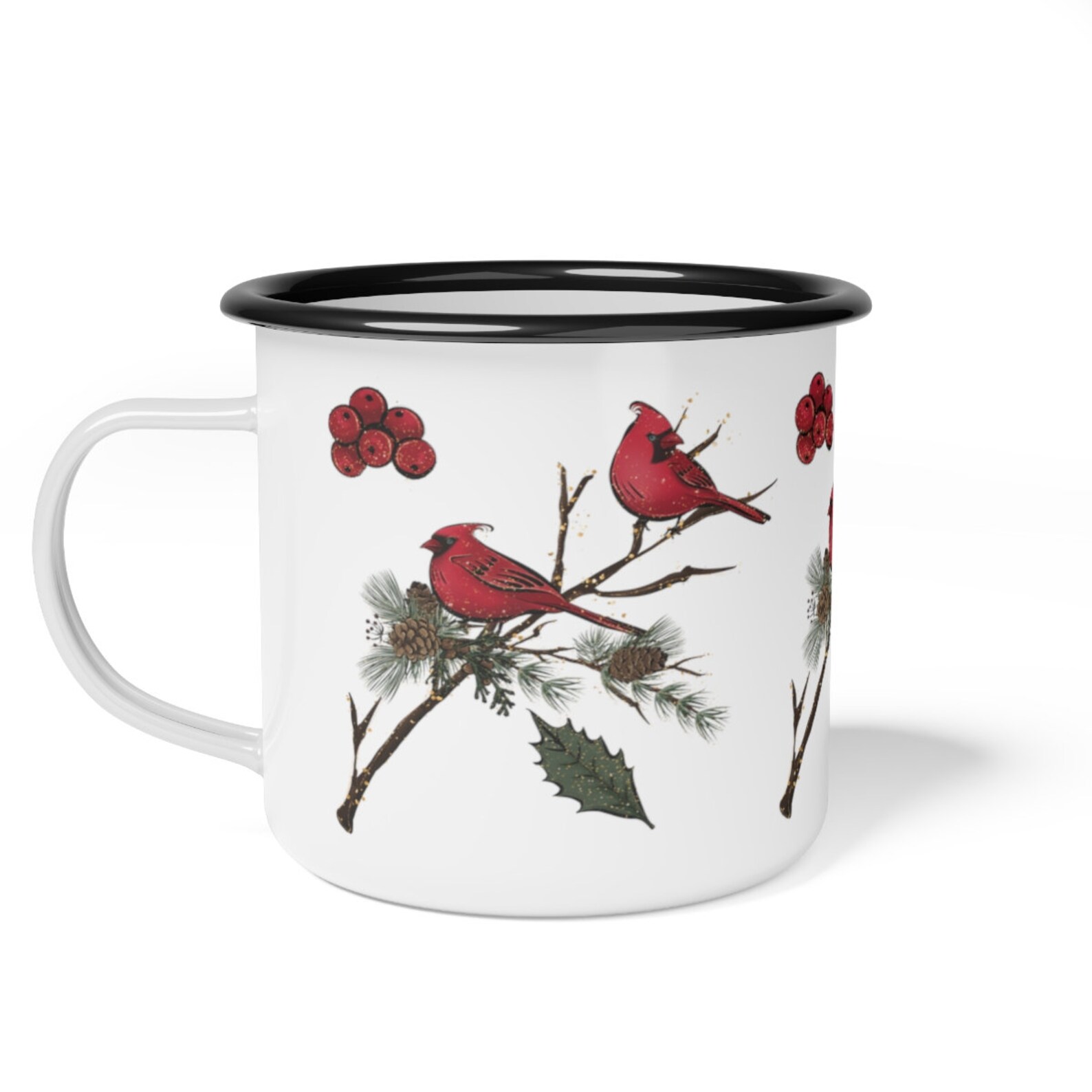 Cardinal Enamel Coffee Mug Campfire Mugs Home Decor Bird Lover Gift ...