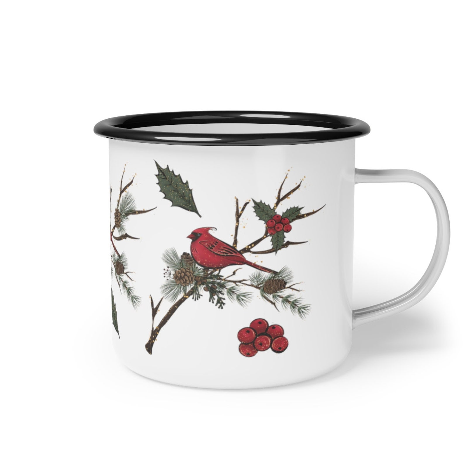 Cardinal Enamel Coffee Mug Campfire Mugs Home Decor Bird Lover Gift ...