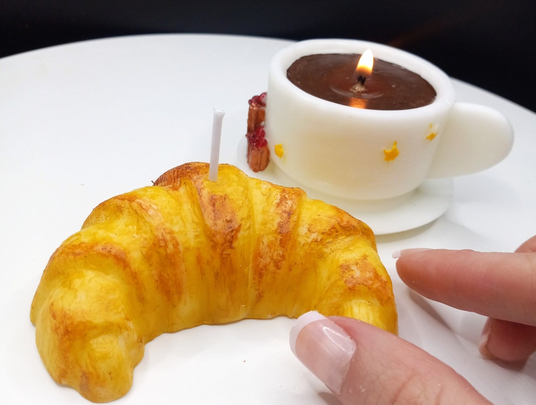 Food Candles Croissant Coffee Cup Breakfast Candle Handmade Gifts Fried ...