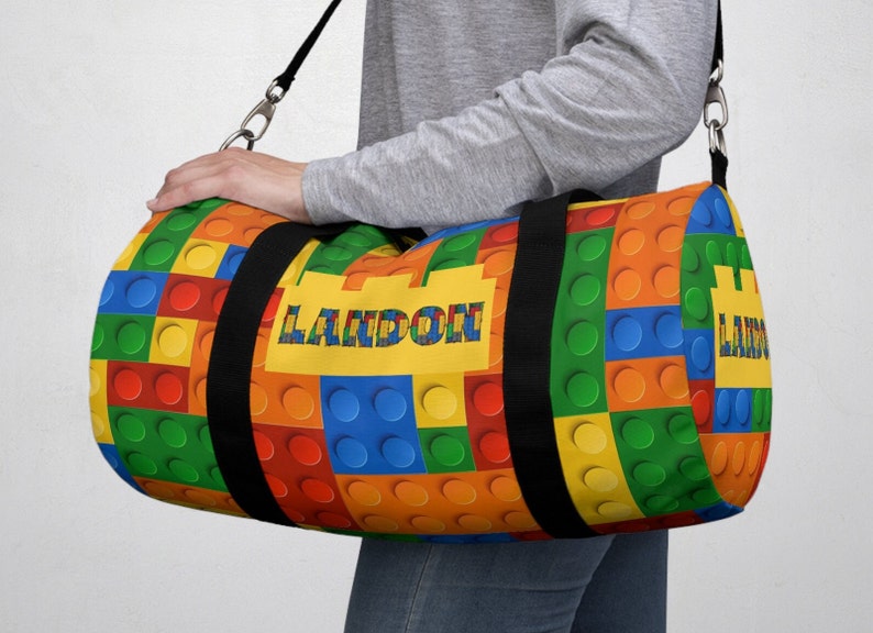 Personalized Building Block Duffel Bag: Oxford Canvas Travel Sack - Etsy