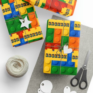 Personalized Building Block Wrapping Paper: Custom Name Gift Wrap - Etsy
