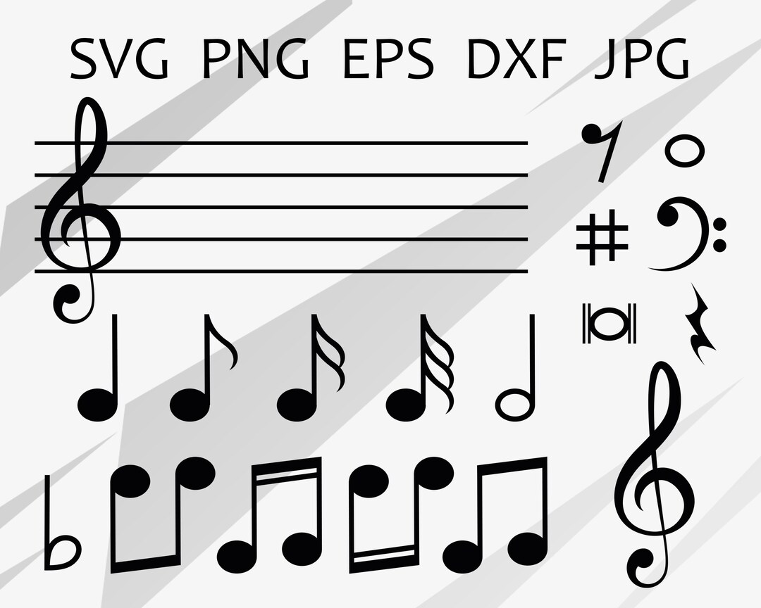 Treble Clef Musical Note Signs Set Digital Image Svg Samples Eps ...