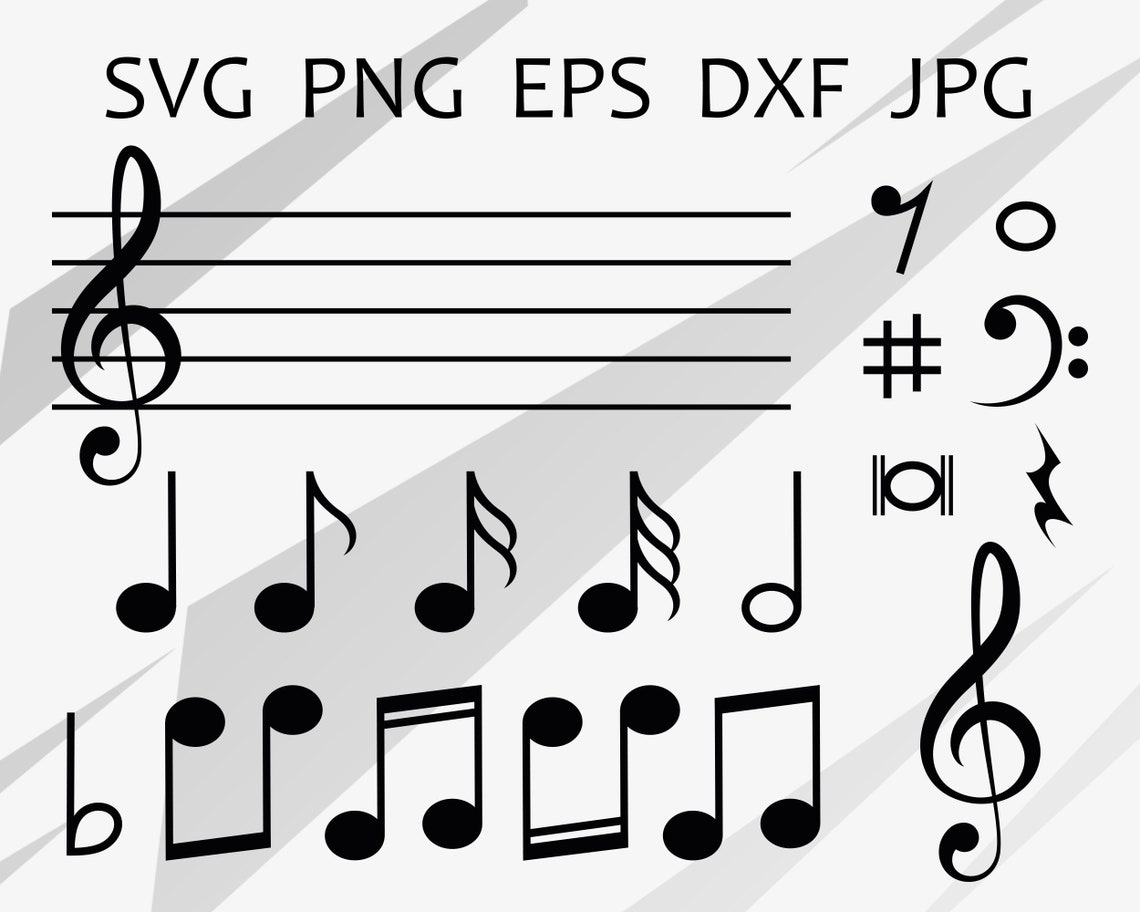 Treble Clef Musical Note Signs Set Digital Image Svg Samples | Etsy