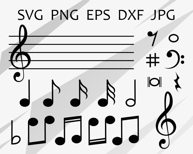 Treble Clef Musical Note Signs Set Digital Image Svg Samples - Etsy