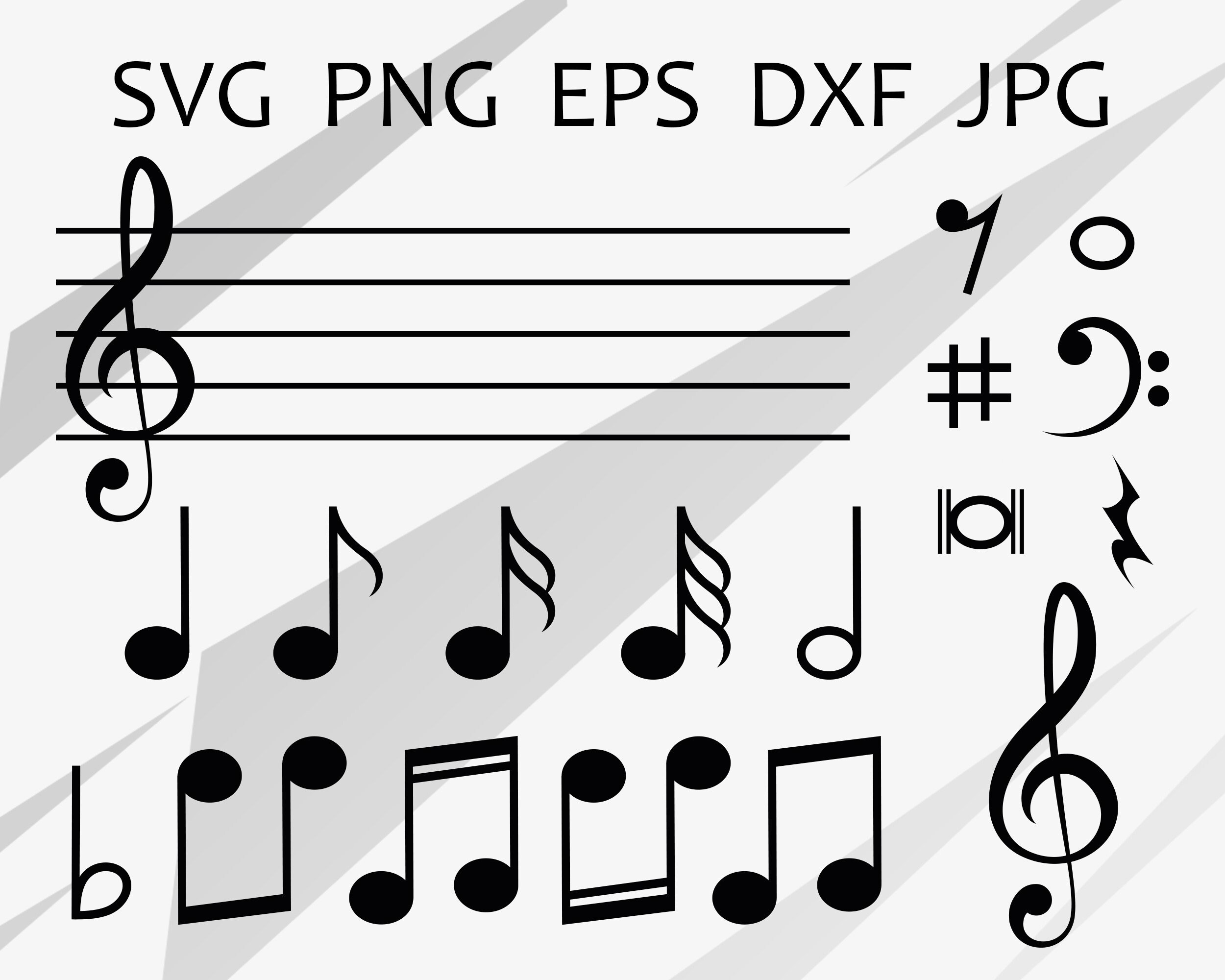 Treble Clef Musical Note Signs Set Digital Image Svg Samples - Etsy