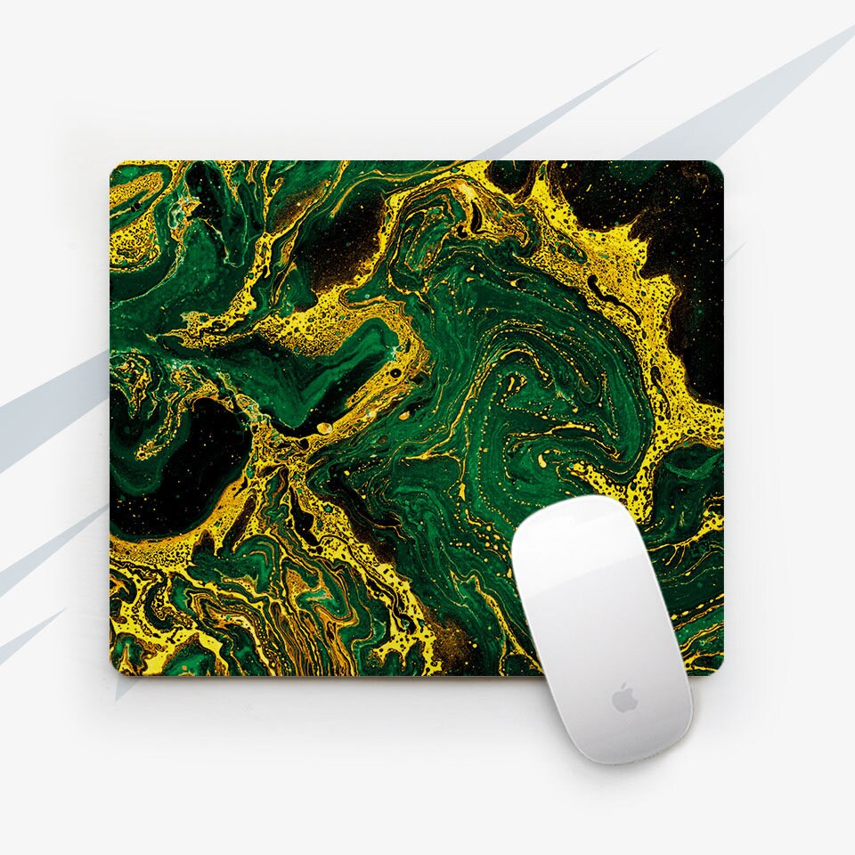 Green Marble Mousepad Gloden Marble Mouse Pad Computer Mat Pad - Etsy UK