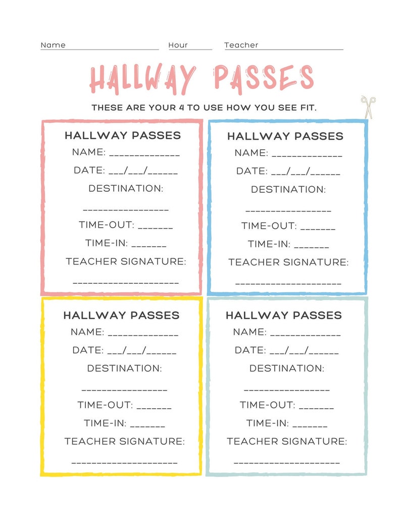 Hallway Passes - Etsy