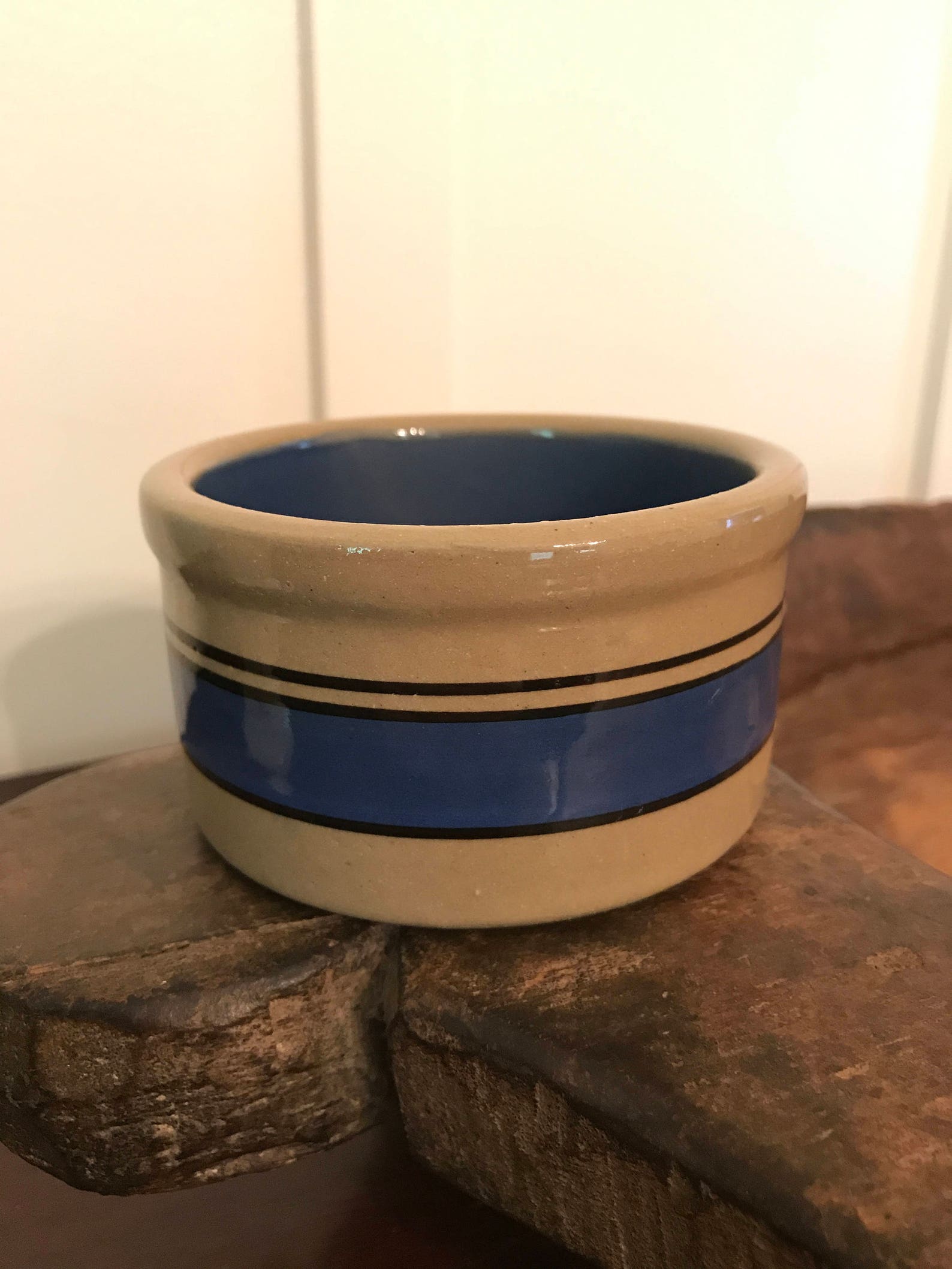 Vintage Bretby Pottery Small Crock or Pet Bowl with Blue and | Etsy