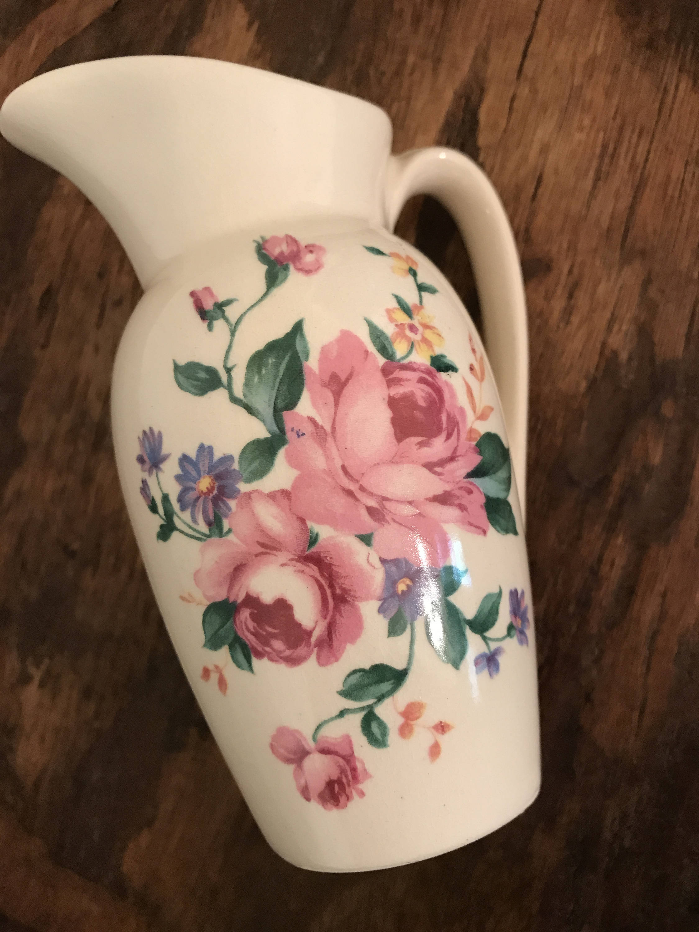 Vintage Royal Copley Small Pitcher Vase with Pink Rose Floral | Etsy