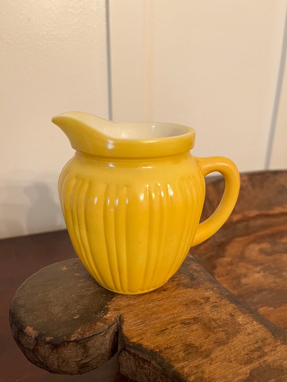 Vintage Depression Era Milk Glass Yellow Creamer Pitcher | Etsy