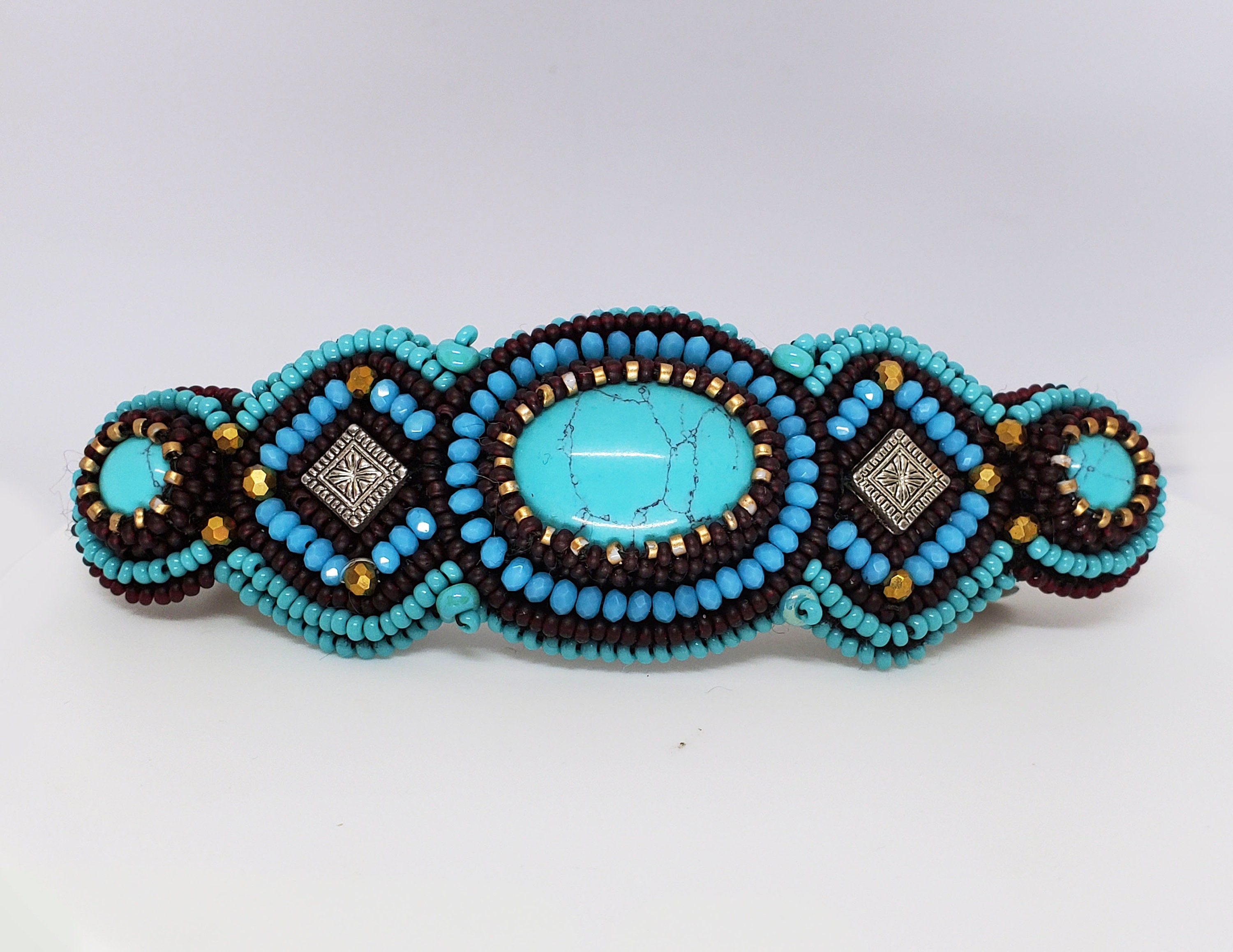 Beaded Barrette, Bead Embroidered Barrette, Hair Barrette, Beaded Hair ...