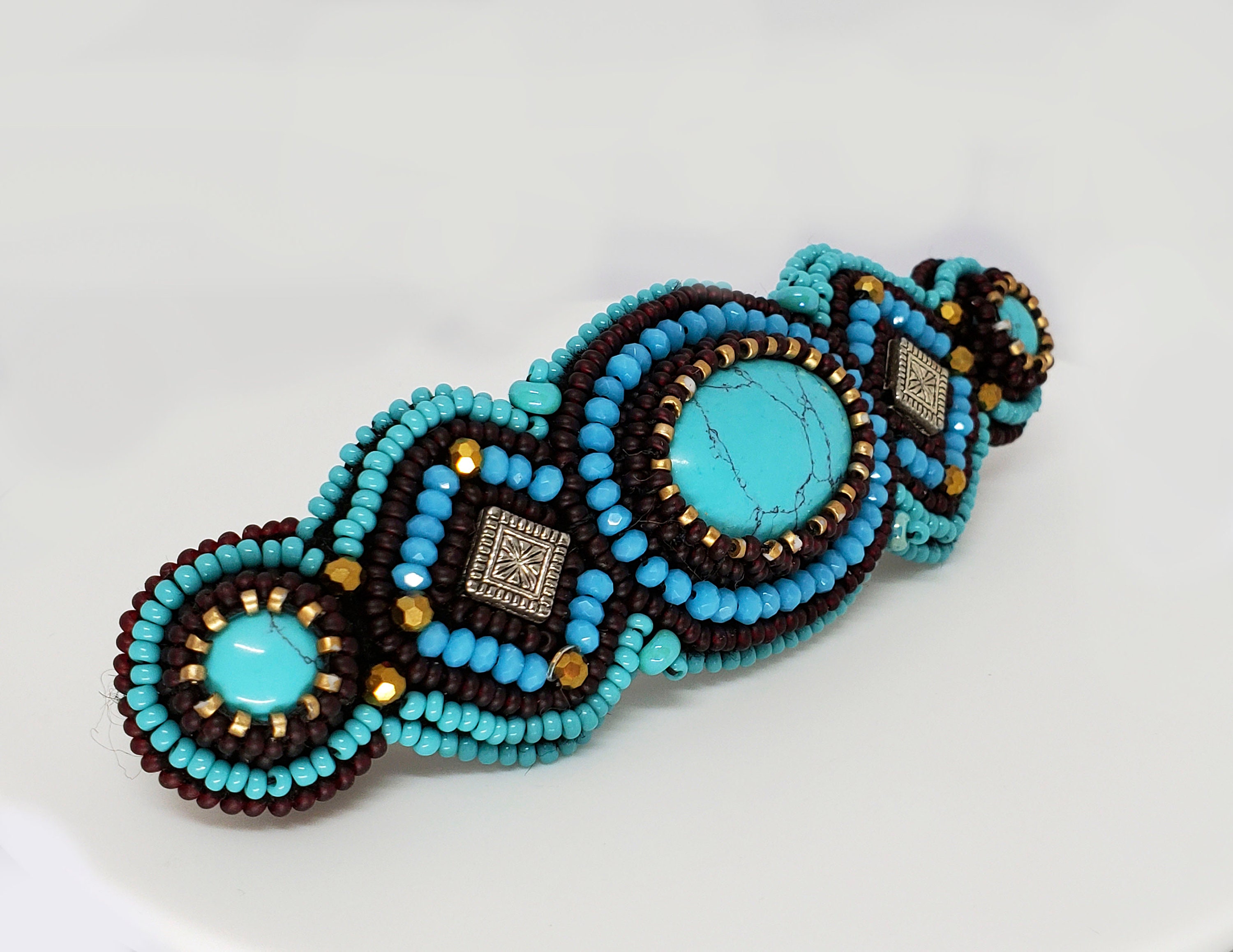 Beaded Barrette, Bead Embroidered Barrette, Hair Barrette, Beaded Hair ...
