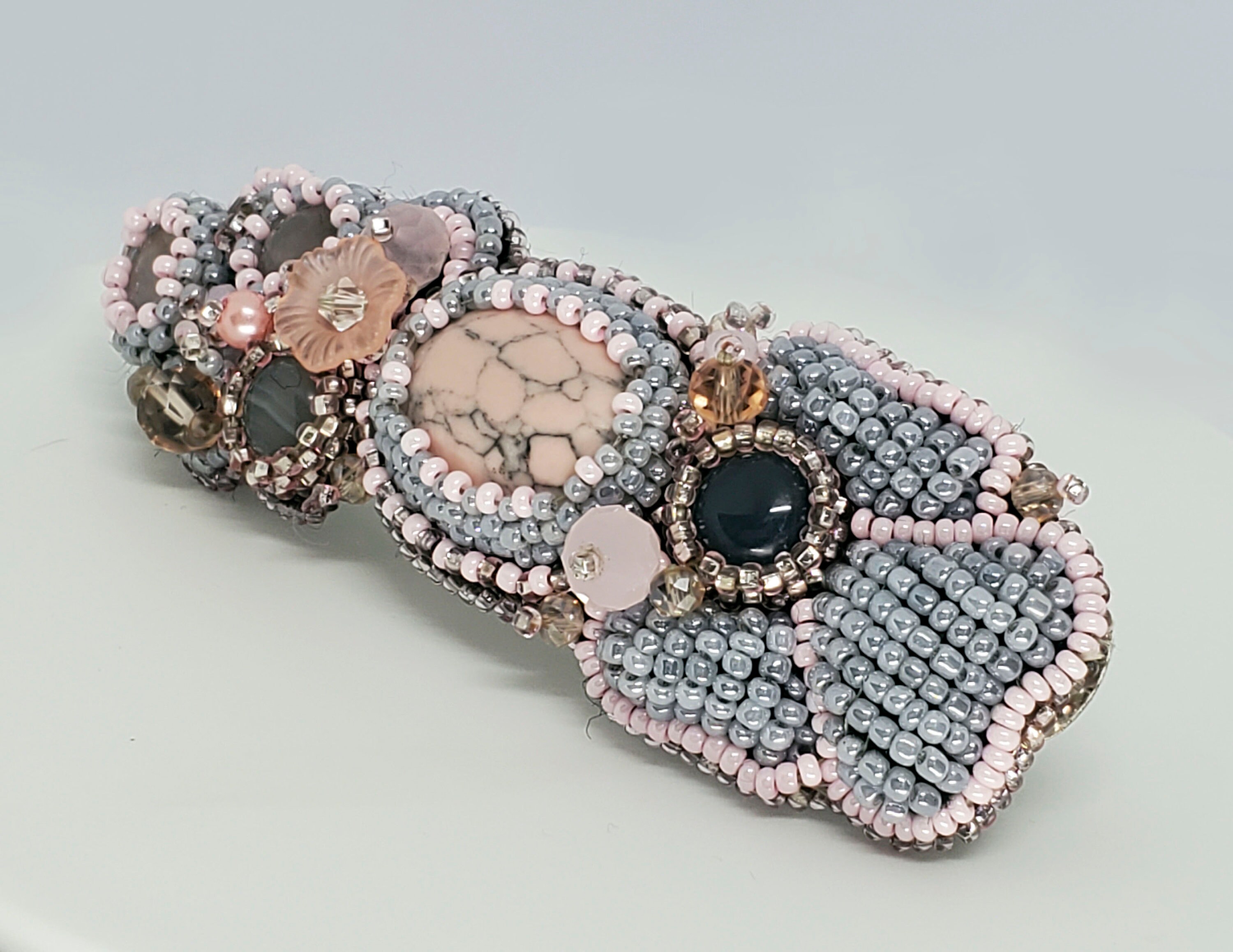 Beaded Barrette, Bead Embroidered Barrette, Hair Barrette, Beaded Hair ...