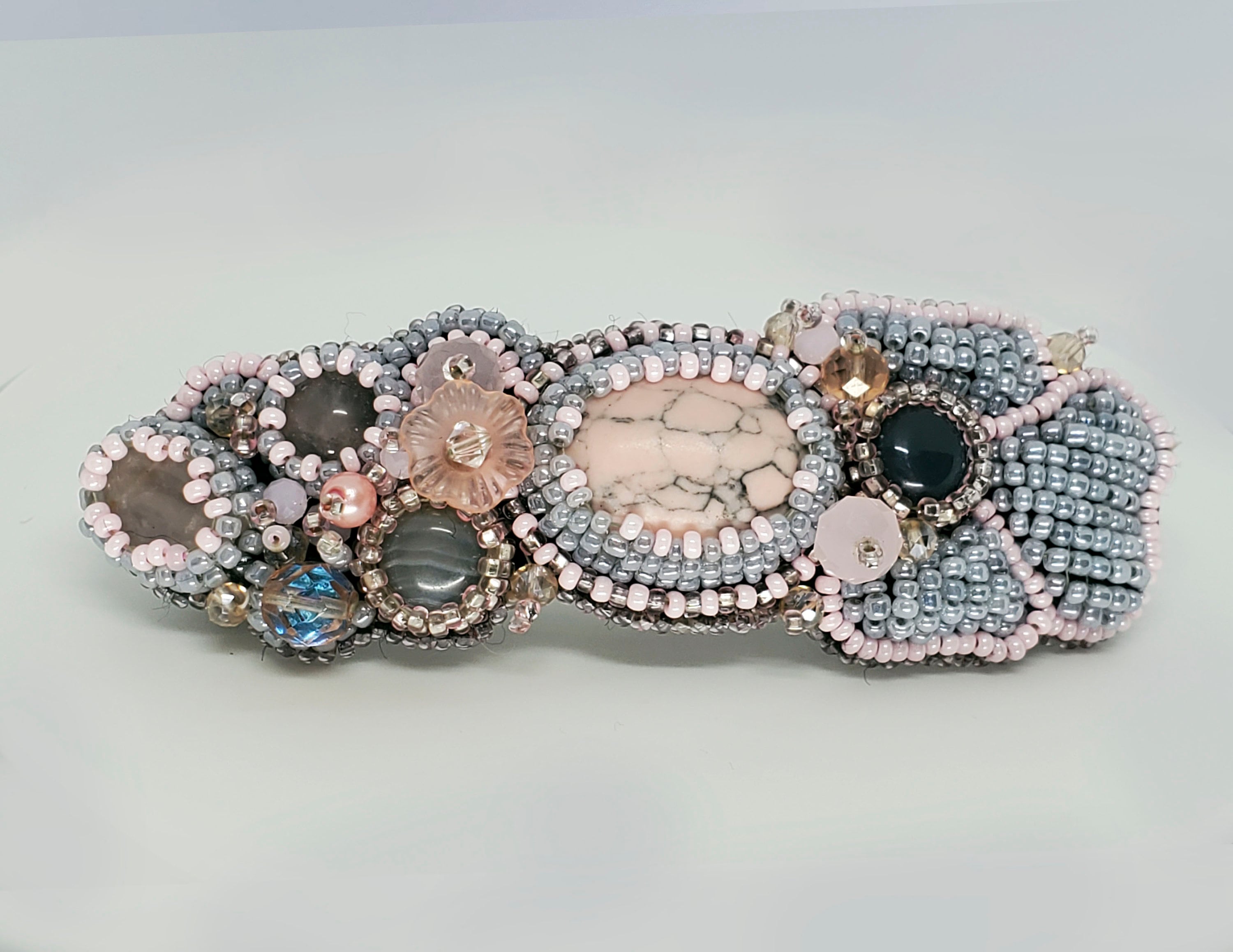 Beaded Barrette, Bead Embroidered Barrette, Hair Barrette, Beaded Hair ...