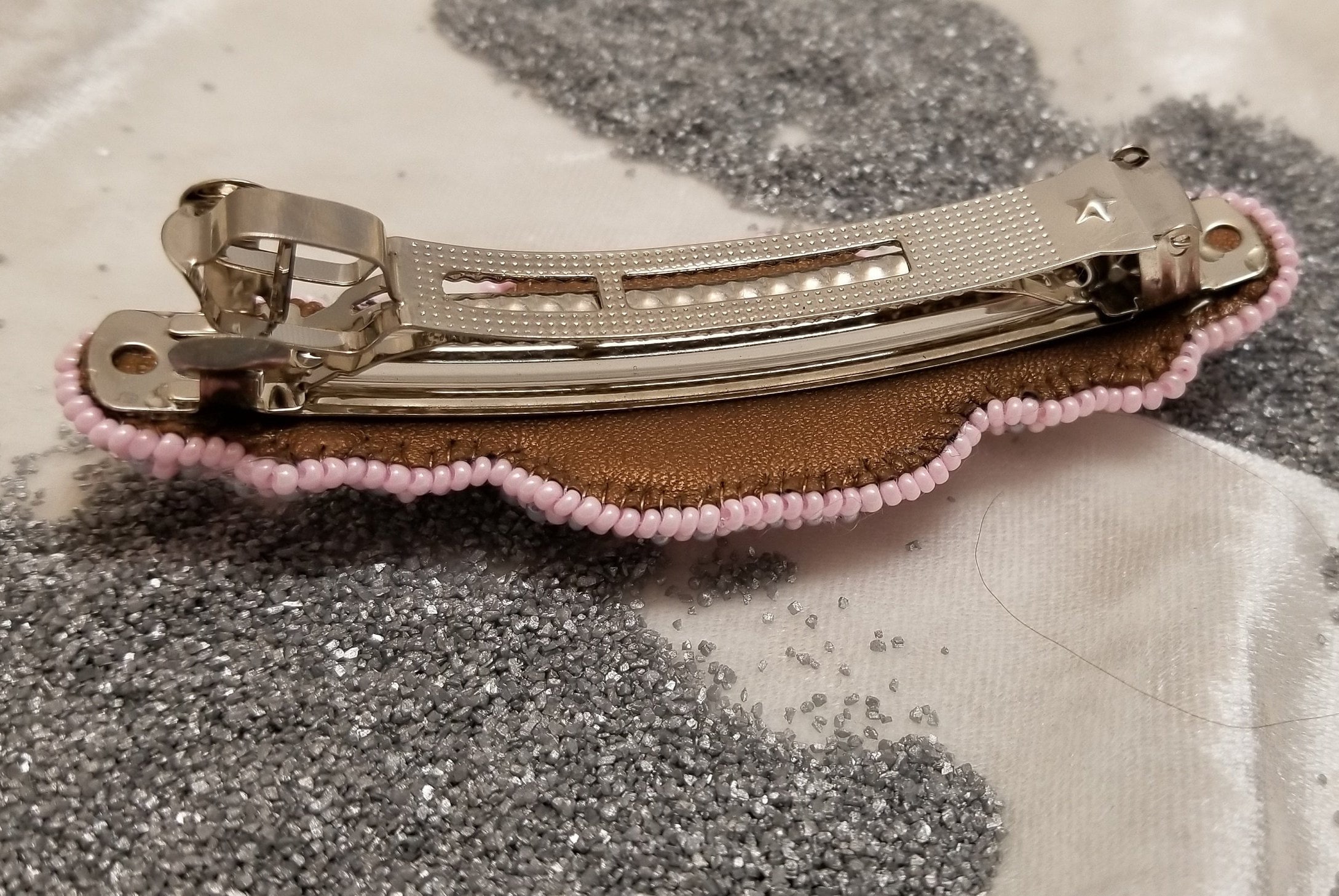 Beaded barrette, Bead embroidered barrette, Hair barrette, Beaded hair ...