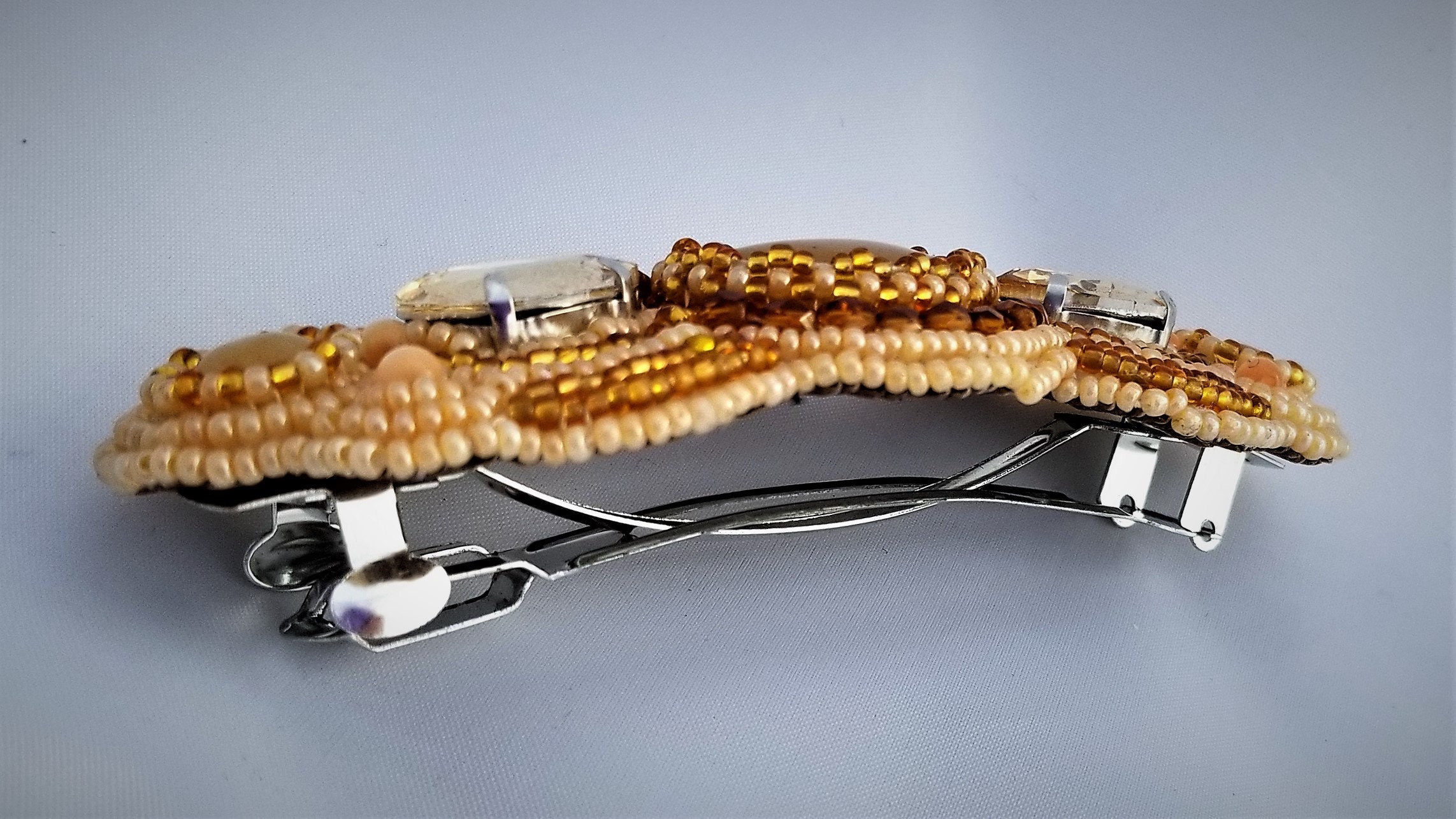 Beaded Barrette, Bead Embroidered Barrette, Hair Barrette, Beaded Hair ...