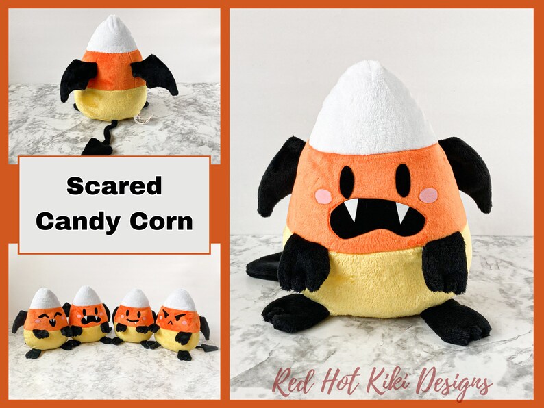 Candy Corn Demon Plush Set of 4, Kawaii Chibi Plush, Stuffed Minky ...