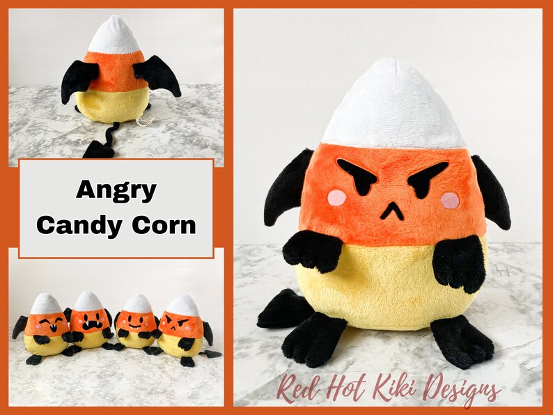 Candy Corn Demon Plush Set of 4, Kawaii Chibi Plush, Stuffed Minky ...