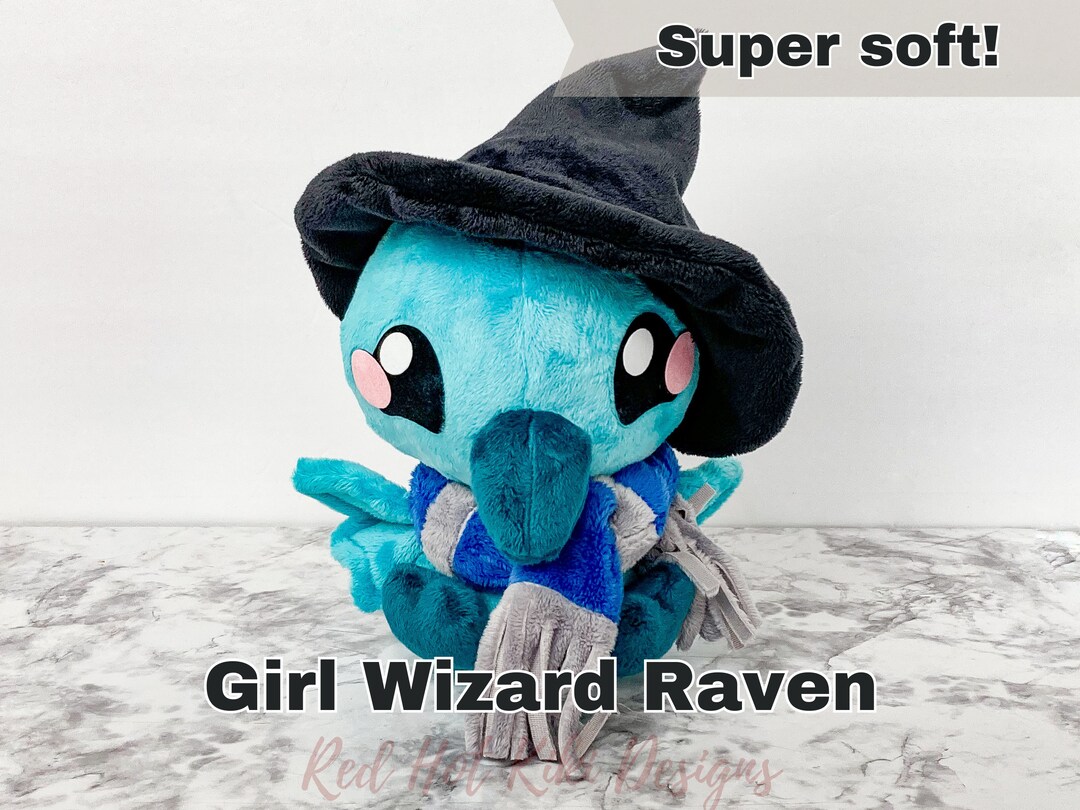 Female Wizard Raven Plush Chibi Animals Super Soft Minky Plush Girl ...