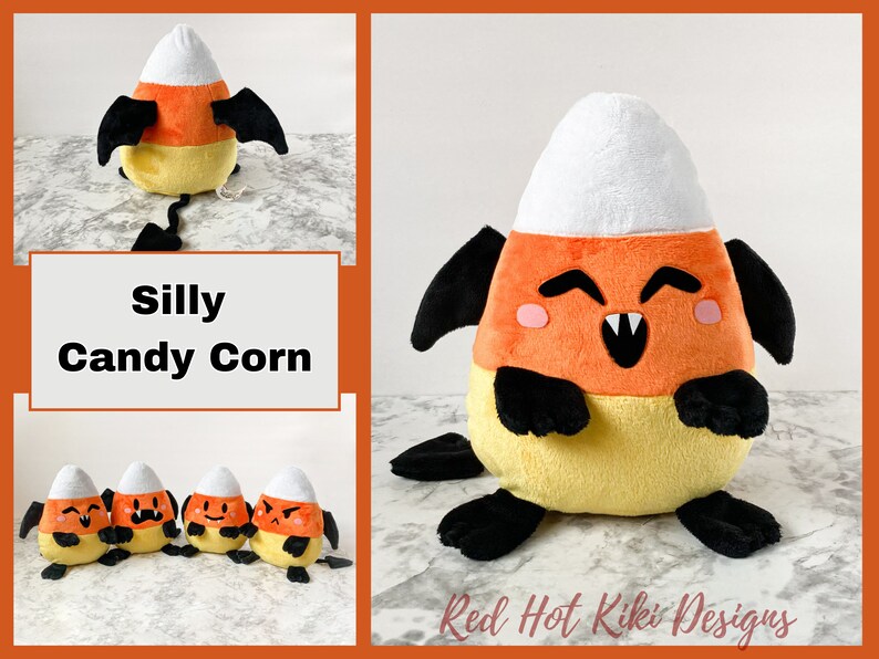 Candy Corn Demon Plush Set of 4, Kawaii Chibi Plush, Stuffed Minky ...