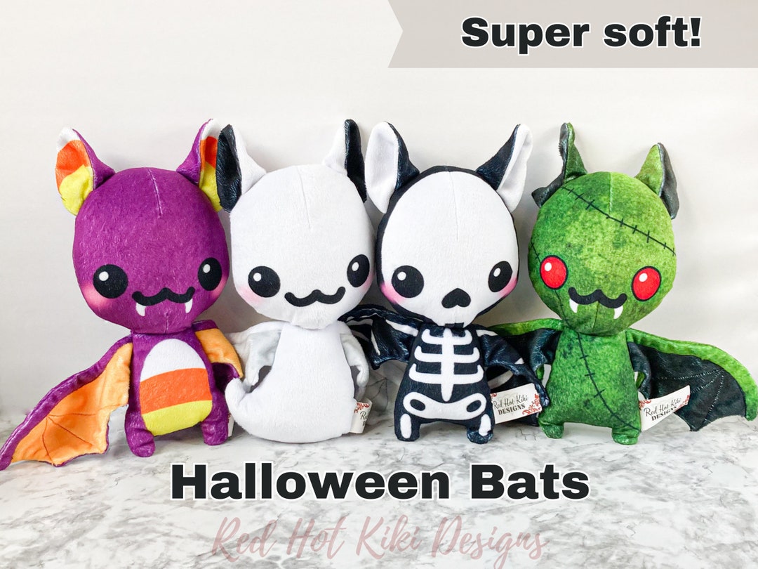 CUSTOM Halloween Bat Plushies Set of 4 - Super Soft Minky Plush Chibi ...