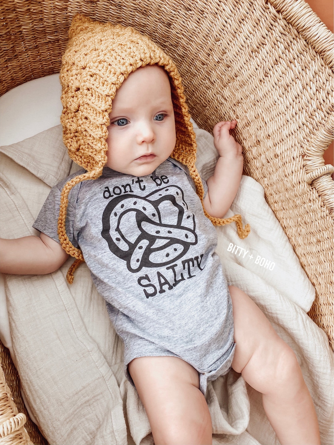 Don't Be Salty Baby Bodysuit, Funny Baby Shower Gift, Pretzel Shirt ...