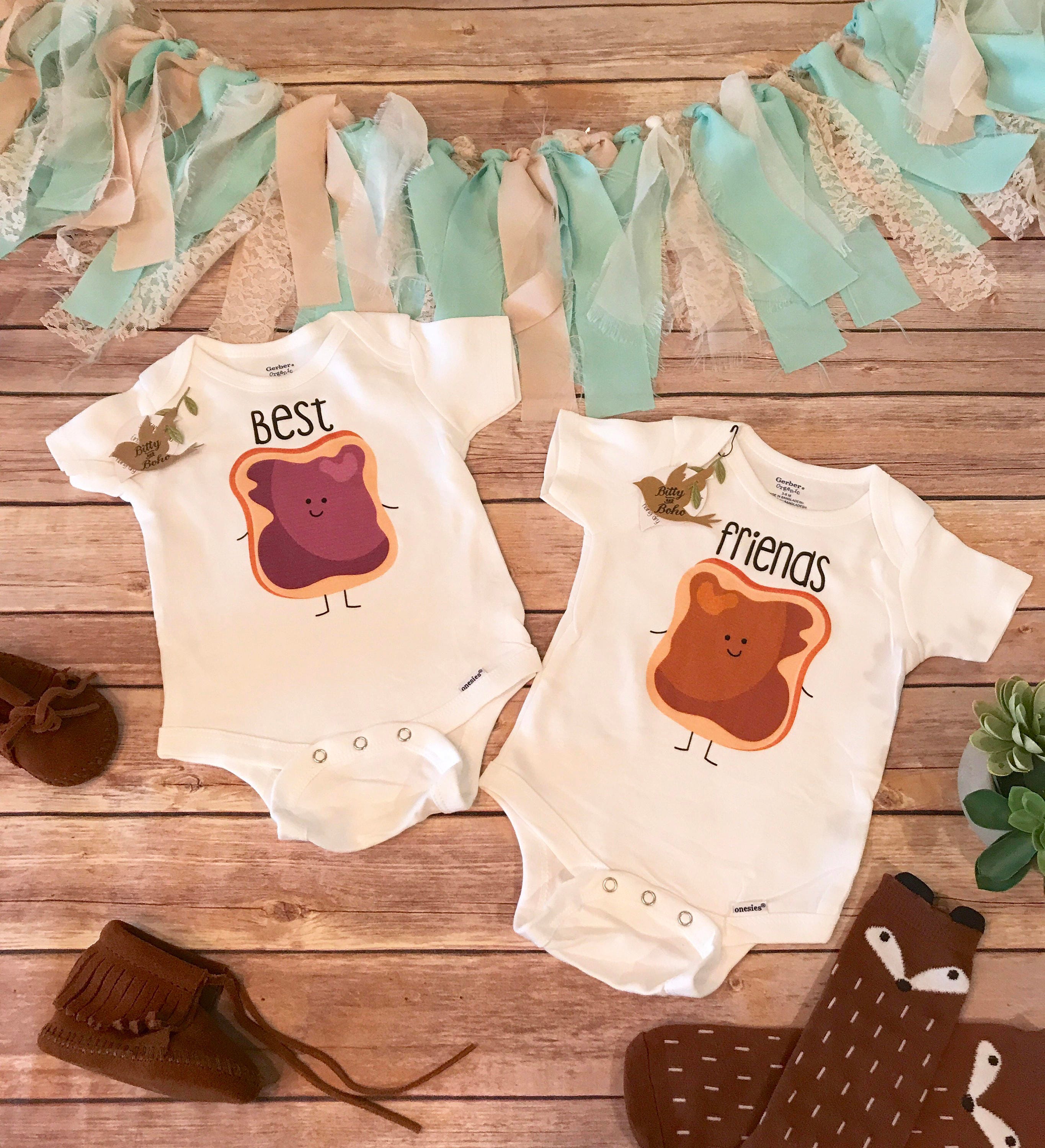 Best Friends Onesies® Twin Onesies Best Friends Shirt Set | Etsy