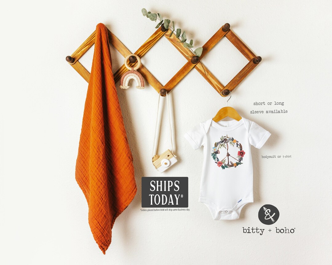 Boho Baby Clothes, Peace Sign Baby Onesie®, Hippie Baby Onesie, Baby ...