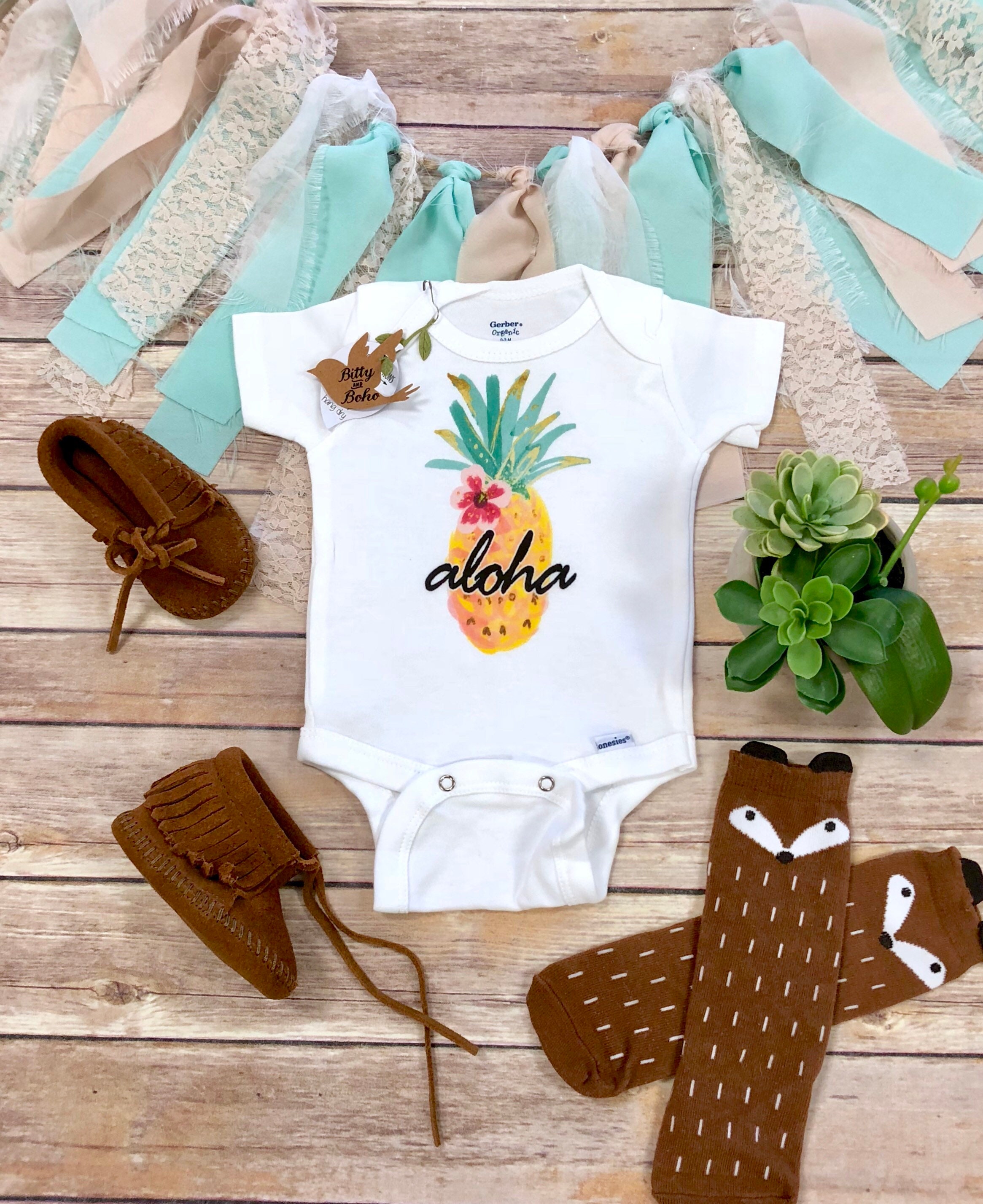 Aloha Onesie® Aloha Shirt Baby Shower Gift Pineapple | Etsy