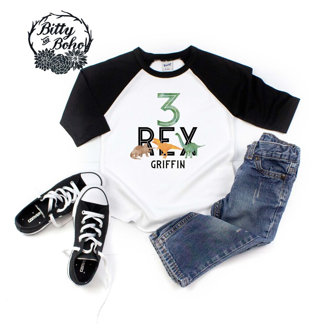 Three Rex Shirt, Custom 3 Rex Shirt, Third Birthday Shirt, Dinosaur ...