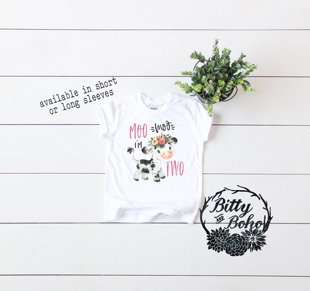 Second Birthday Girl, Moo Moo I'm Two Shirt, Farm Birthday Shirt, Cow ...