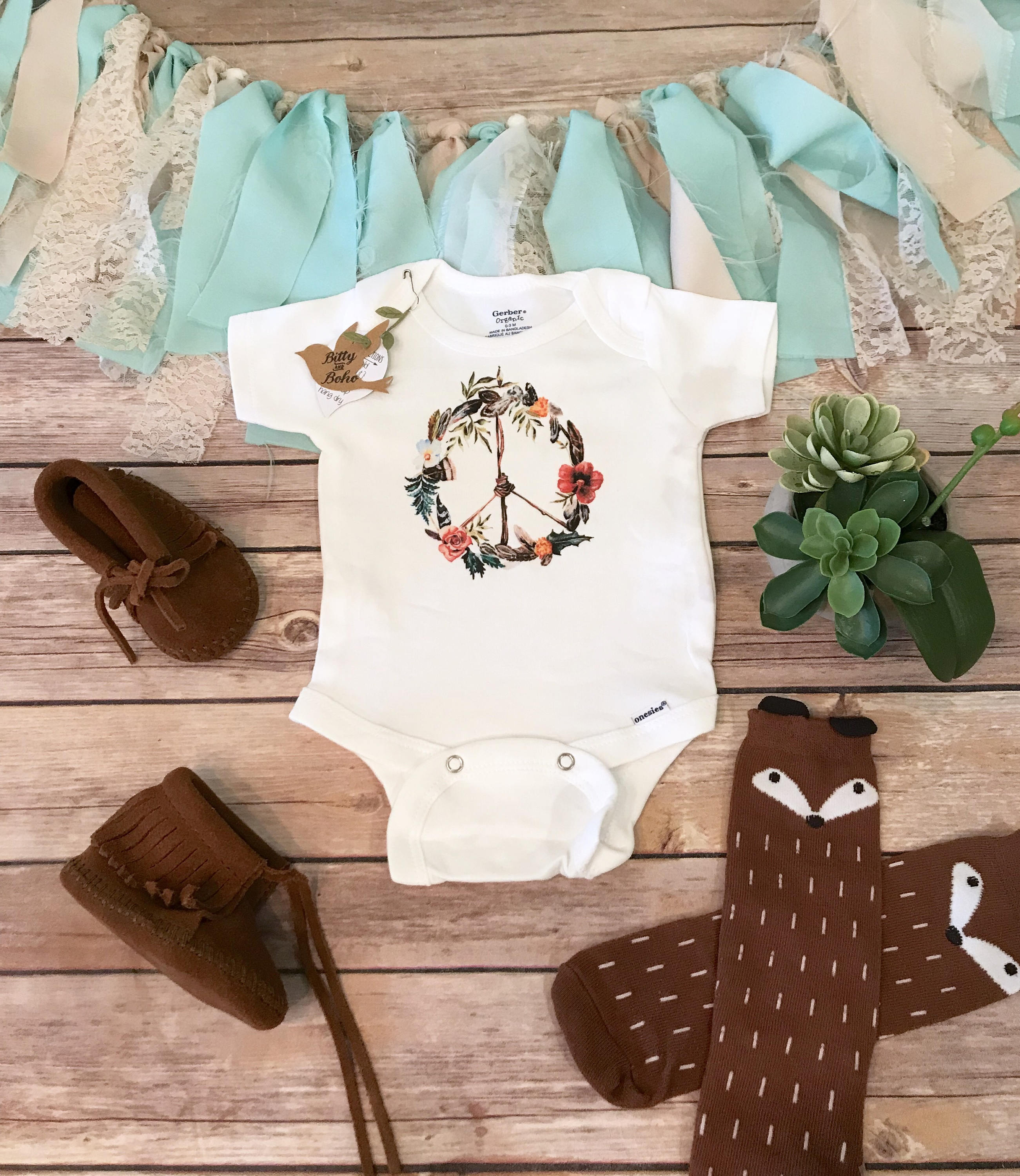 Boho Baby Clothes Peace Sign Baby Onesie® Hippie Baby | Etsy