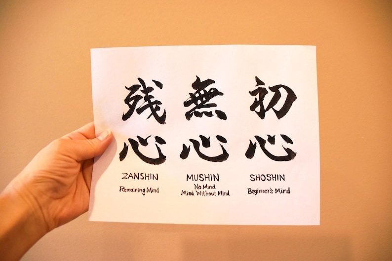 Hand-painted Japanese Calligraphy Art Budo Mindsets Shoshin Mushin ...