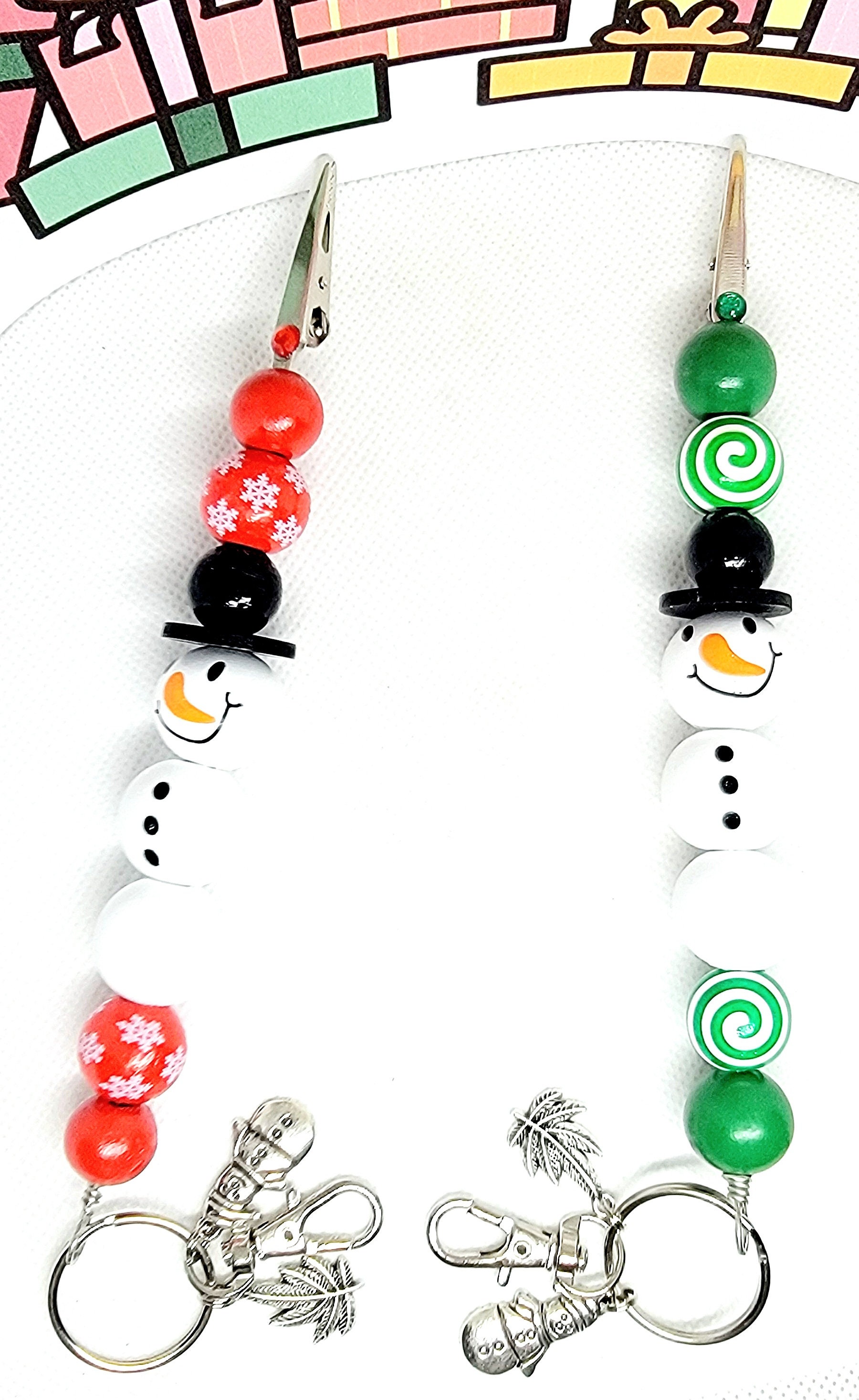 Handmade Christmas Snowman Card Clip / Multi-use Keychain Clip / Nail ...