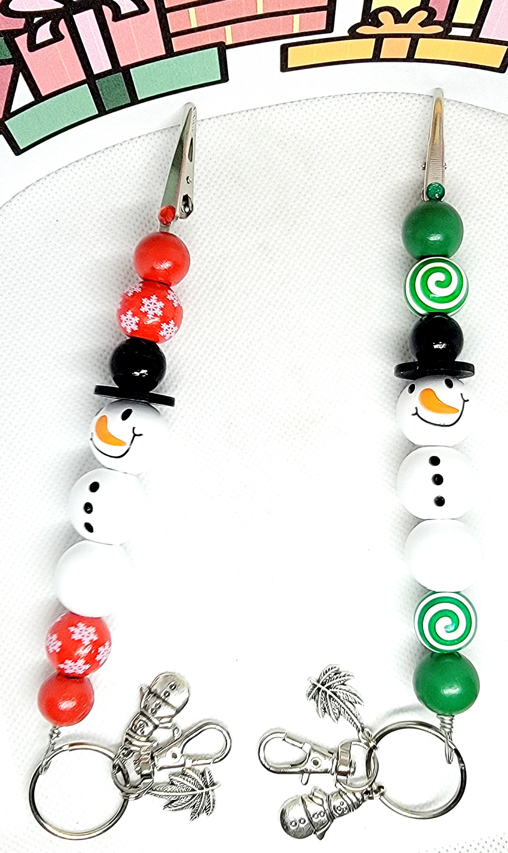 Handmade Christmas Snowman Card Clip / Multi-use Keychain Clip / Nail ...