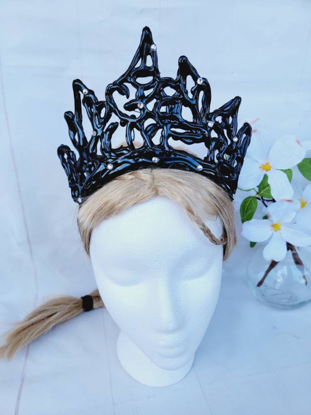 Black Crown, Swan Lake Odile Costume, Melted Crown, Black Tiara, Ballet ...