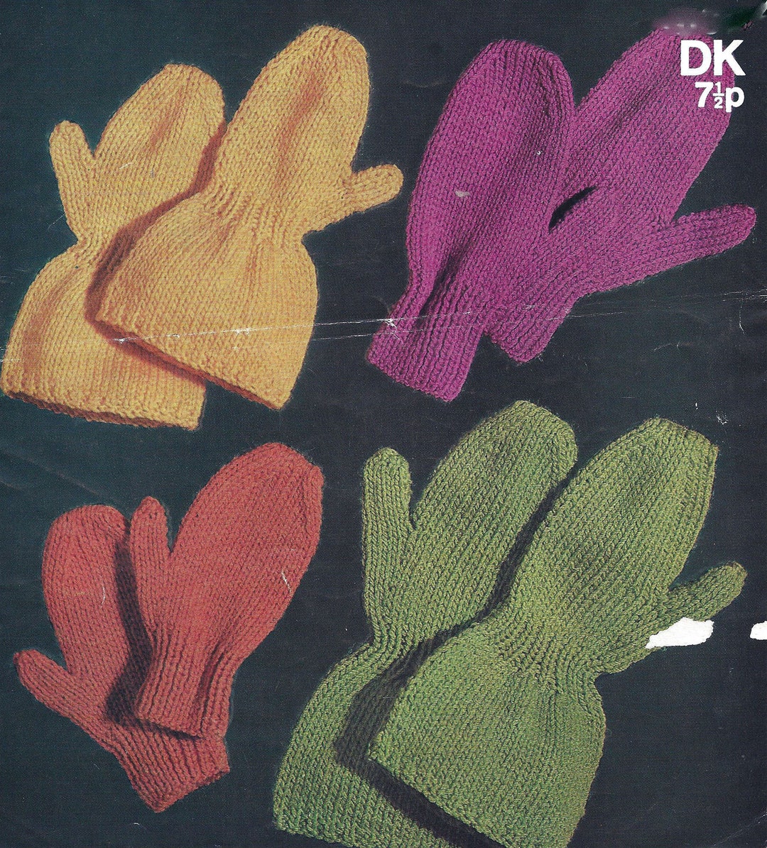 PDF Instant Digital Download Mittens With or Without Gauntlet Ages 2 to ...