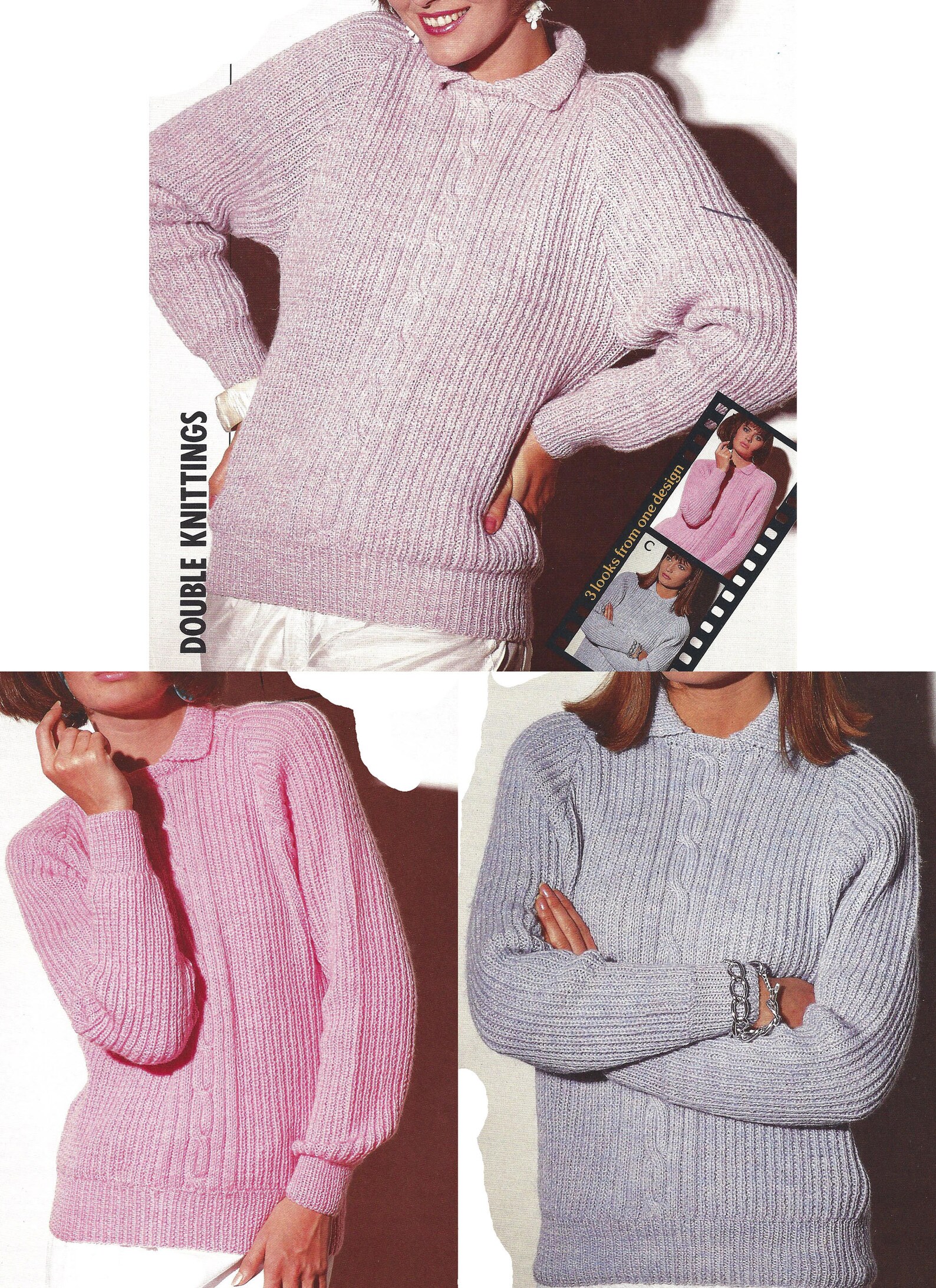 PDF Instant Digital Download Ladies Girls 3 Sweaters Jumpers Knitting ...