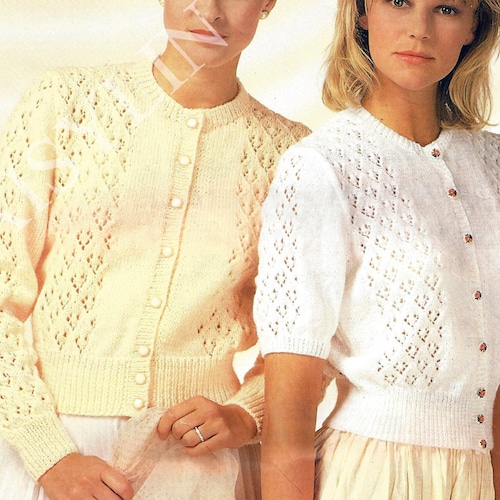 Ladies Short Sleeve Cardigan Knitting Pattern PDF Instant - Etsy