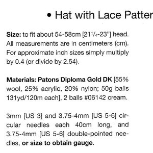 PDF Instant Download Digital Ladies Hat With Lace Pattern Shawl Scarf ...