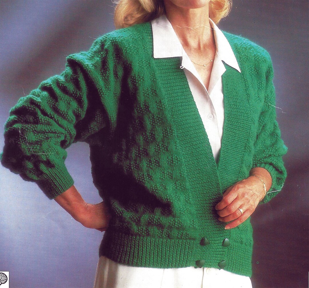 Instant PDF Digital Download Ladies Double Knit Jacket Knitting Pattern ...