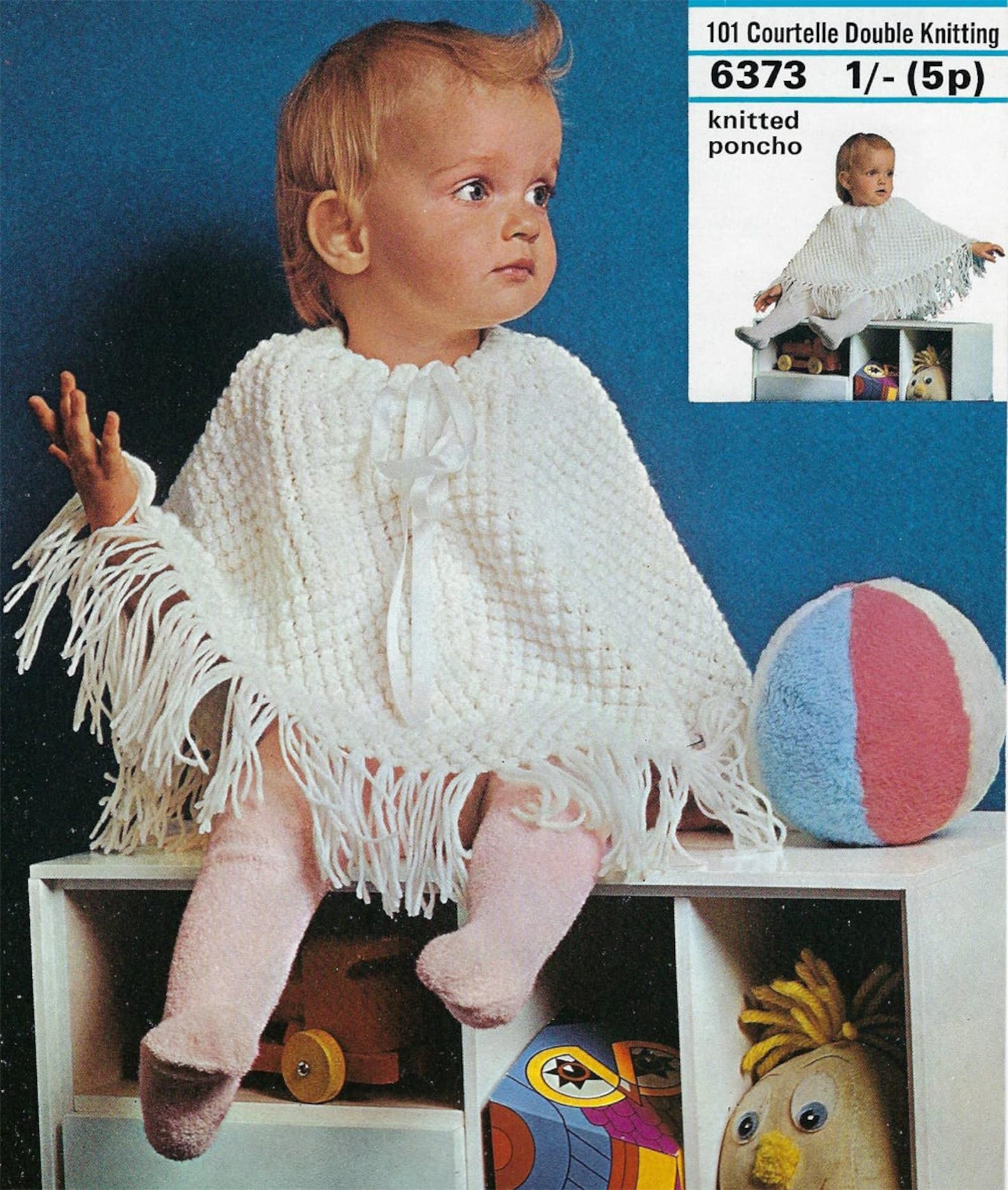 Instant PDF Digital Download Baby Poncho Knitting Pattern Double Knit ...