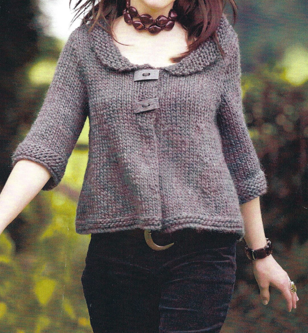 Instant PDF Digital Download Ladies Easy Knit Swing Jacket Knitting ...