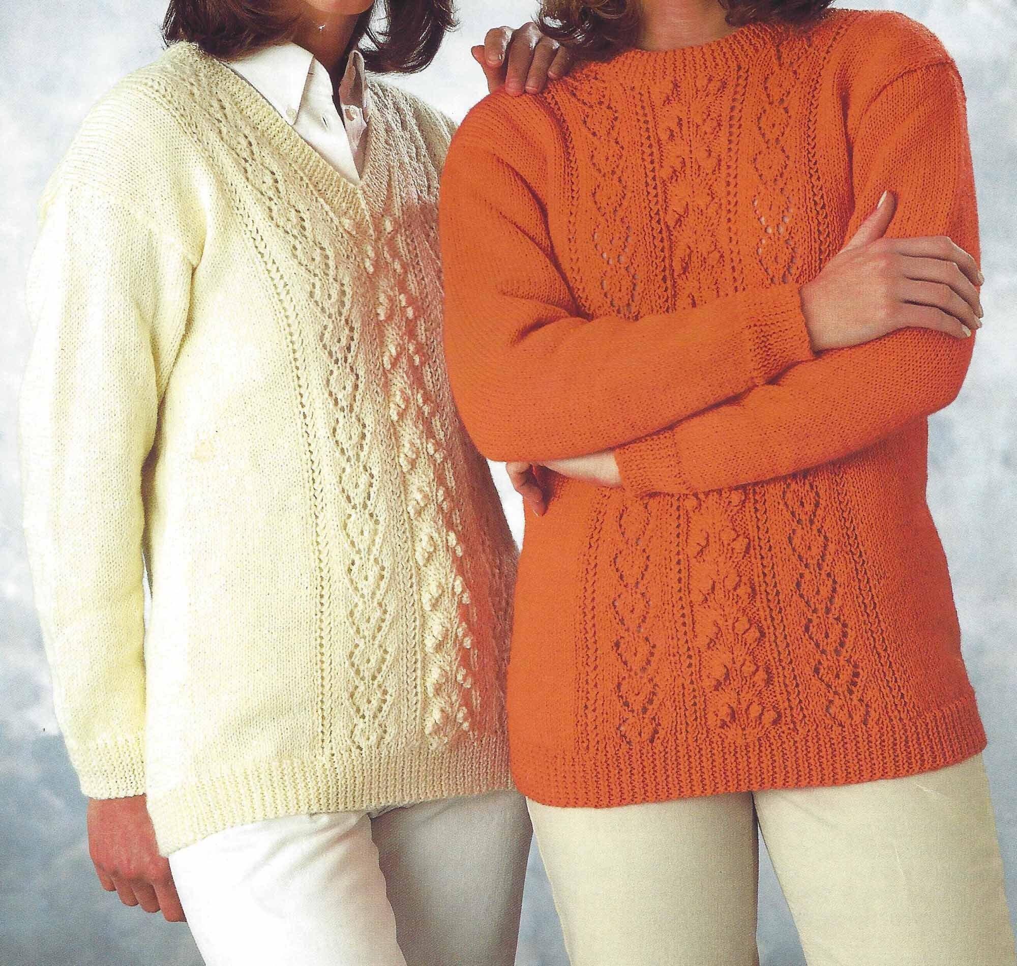 Instant PDF Digital Download Ladies Girls Double Knit Round & V Neck ...