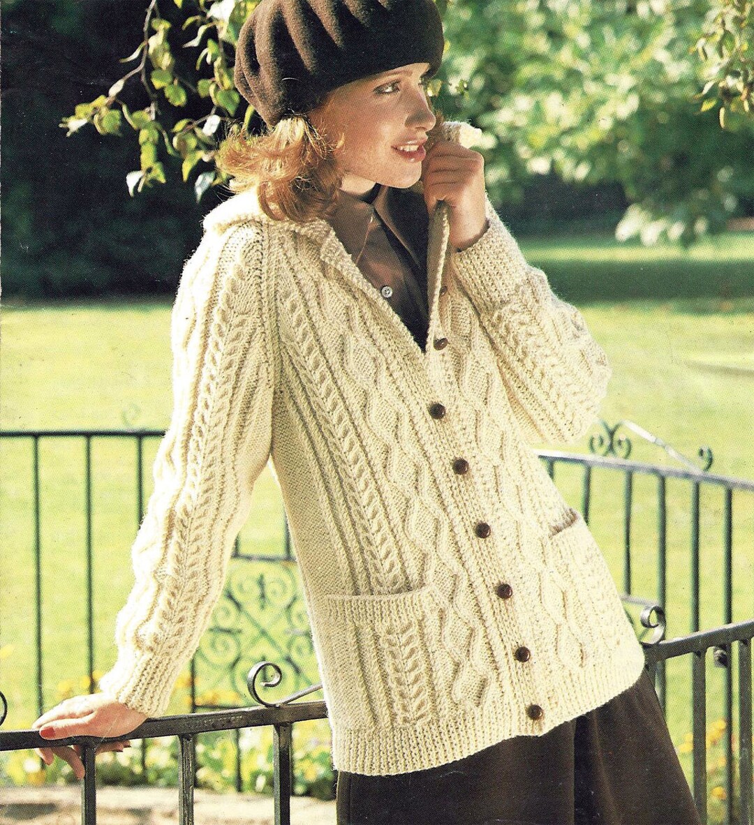 Instant PDF Digital Download Ladies Long Line Aran Jacket Knitting ...