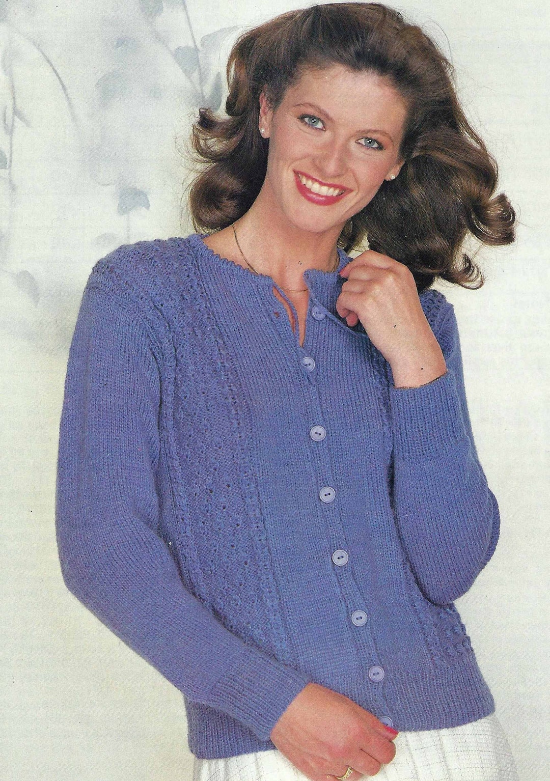 PDF Instant Digital Download Ladies Cardigan Knitting Pattern 32 to 38 ...