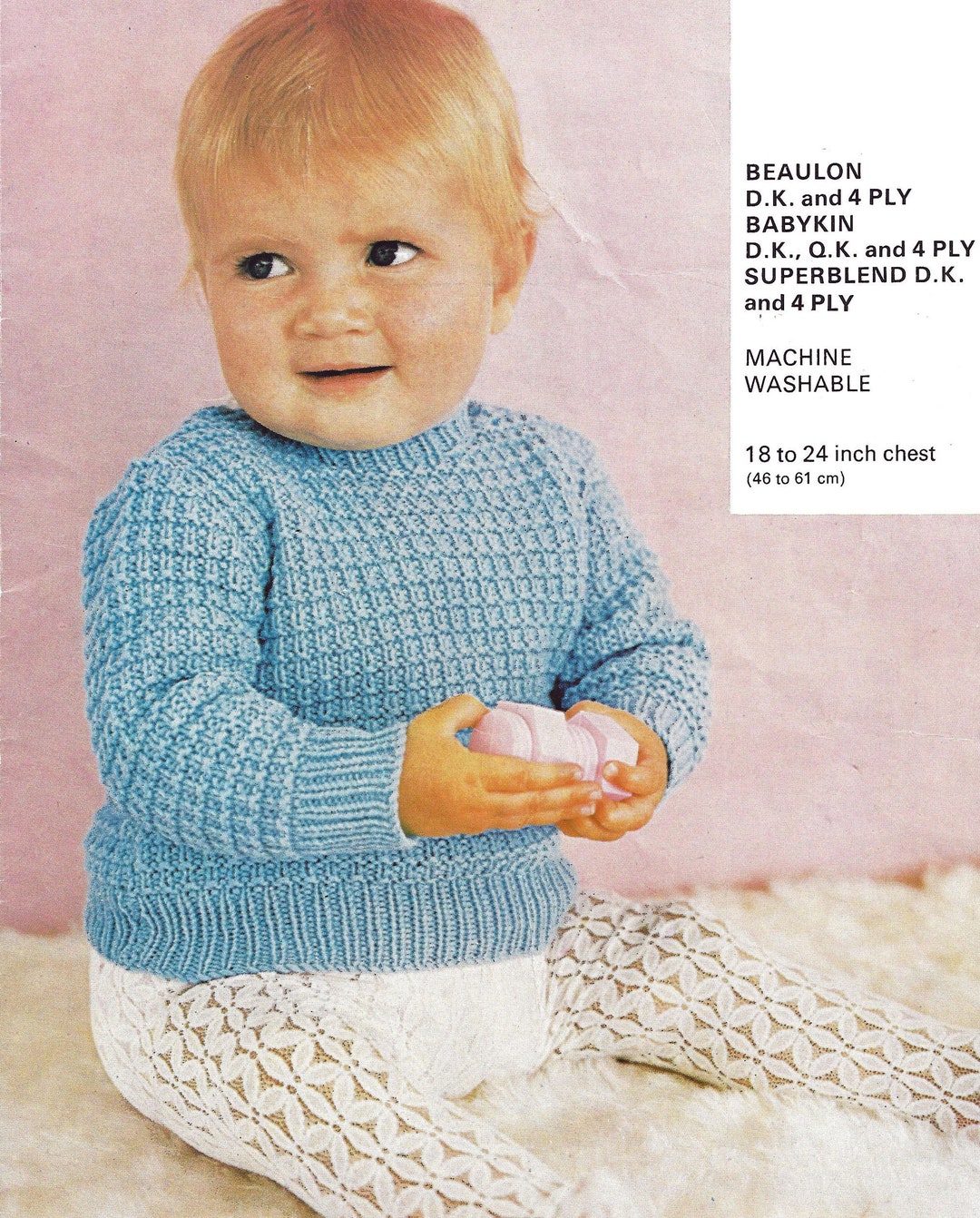 Instant PDF Digital Download Baby Toddlers Jersey Jumper Knitting ...