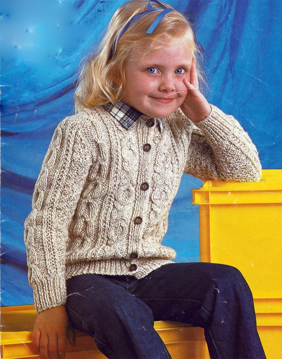 PDF Instant Digital Download Boys Girls Childs Aran Cardigan - Etsy