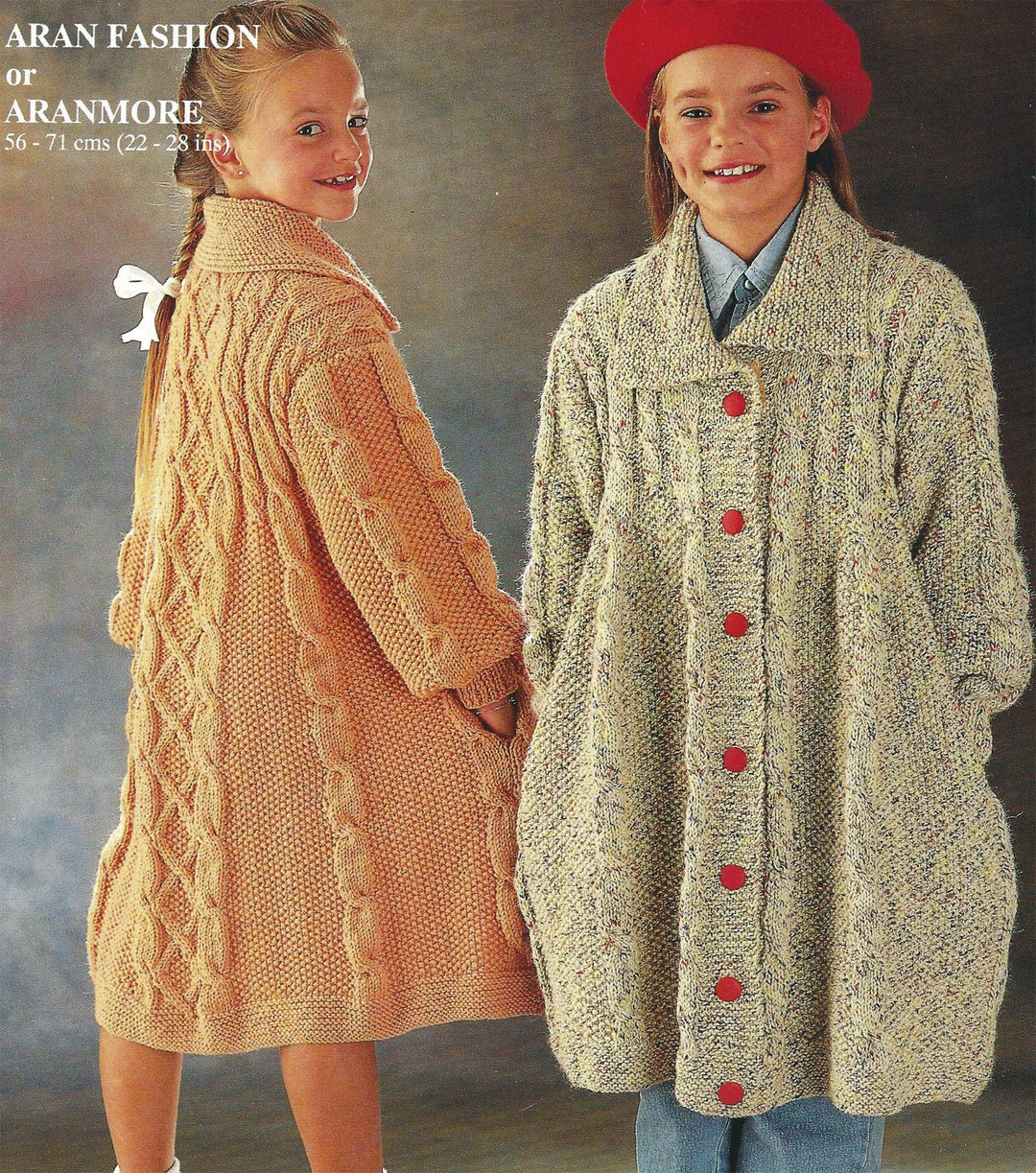 Instant PDF Digital Download childs aran coat knitting pattern - Etsy ...